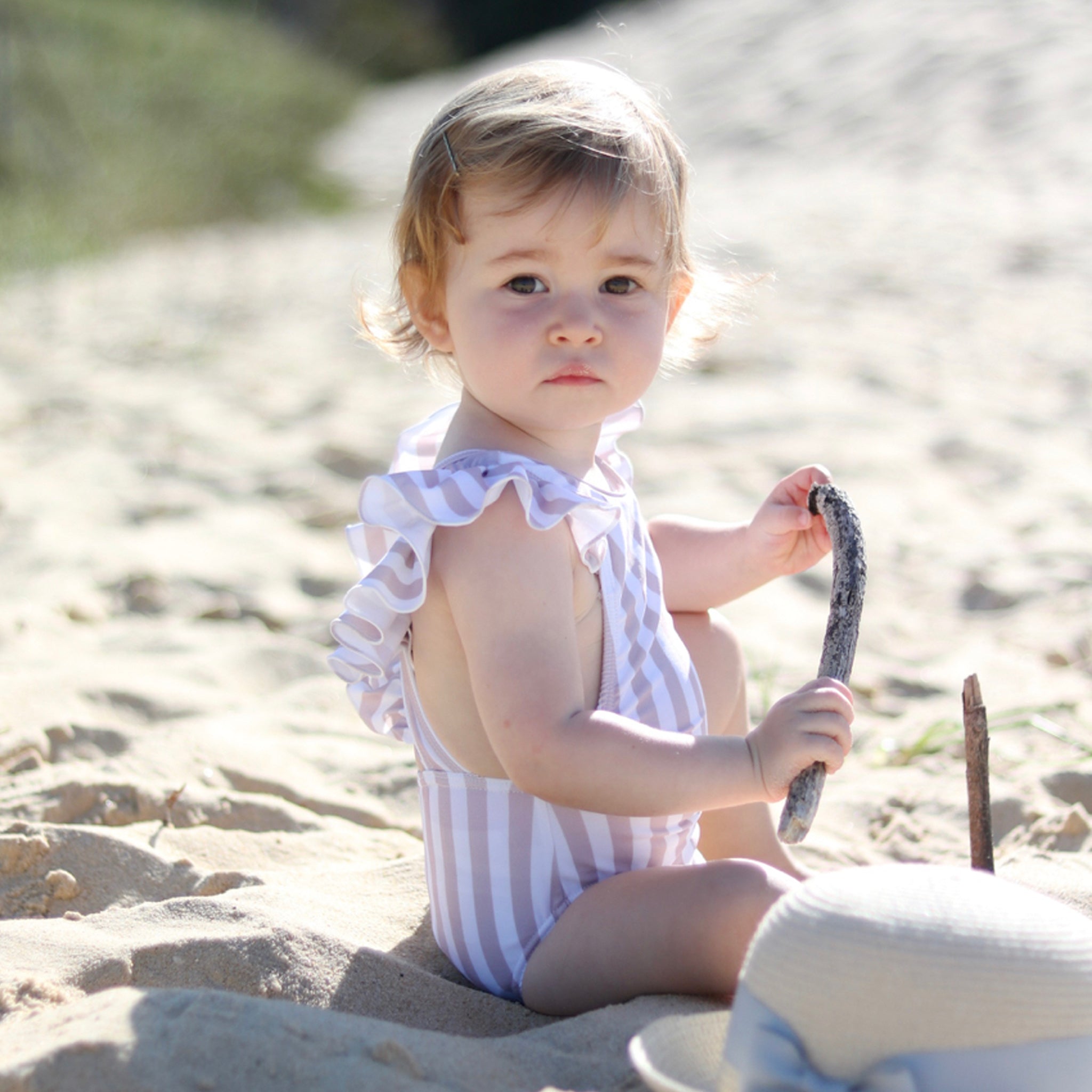 "Gracie" in Earthy Stripe – willow swim